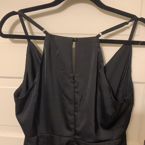 Lulus | Dresses | Lulus What A Stunner Black Satin Asymmetrical Mini ...